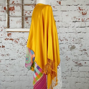 Gold Boho Poncho, Lightweight Shaw,one Size, Upcycled, Shabby Chic Shaw ...