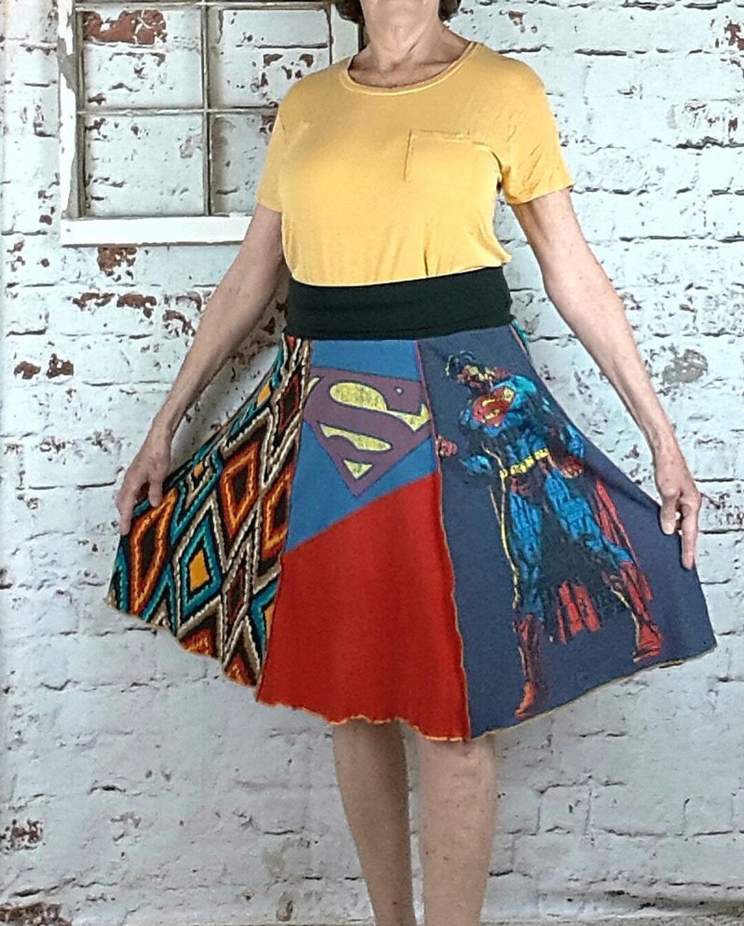 Superman T-shirt Skirt Ladies DC Comic Clothing Justice - Etsy