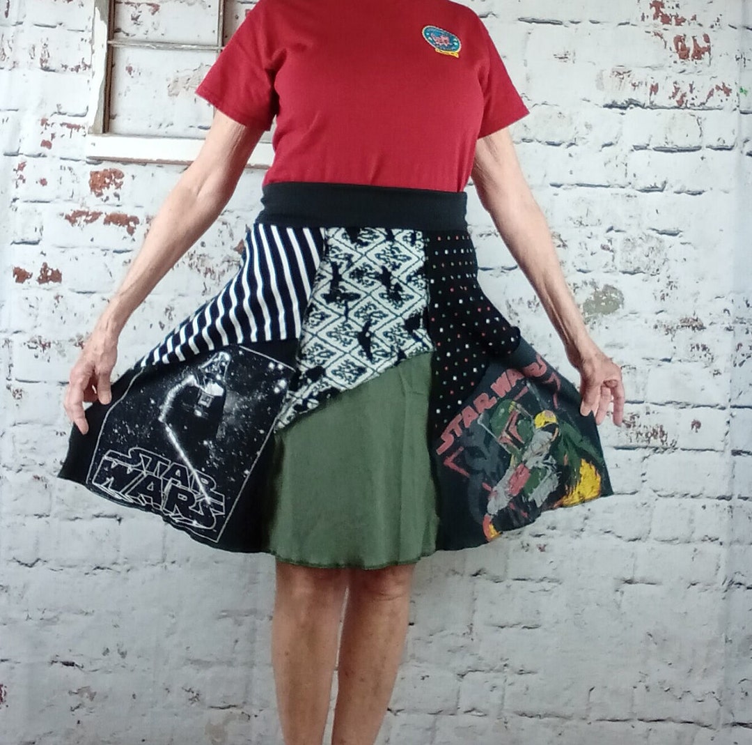 Star Wars Skirt, Ladies Med Upcycled Skirt, Darth Vader T Shirt, Star ...