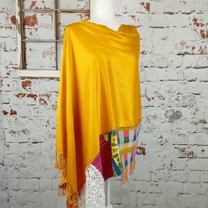 Gold Boho Poncho, Lightweight Shaw,one Size, Upcycled, Shabby Chic Shaw ...