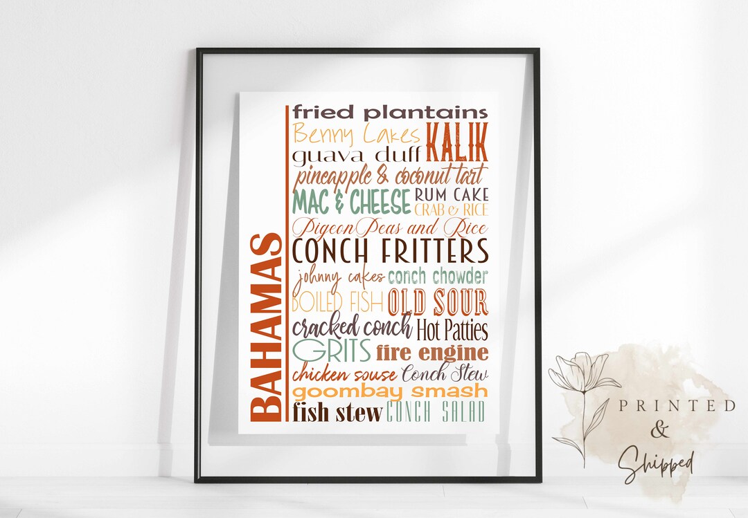 Bahamas Food Sign Poster, Traditional Bahamian Dishes, Multiple Sizes ...