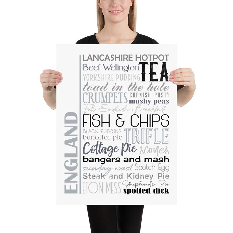 England Food Sign Poster Traditional English Dishes - Etsy