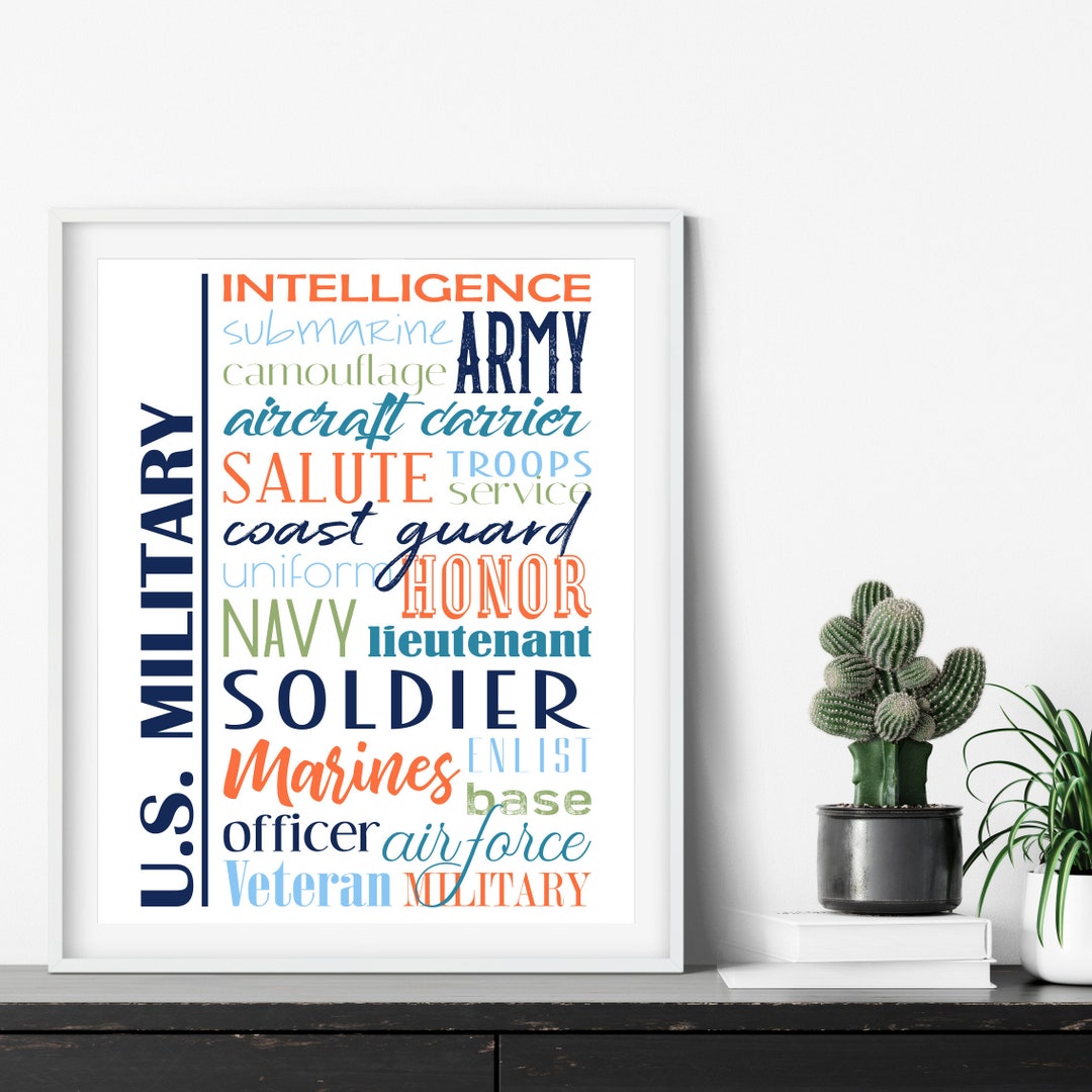 US Military Terminology Typography Sign Military Gift - Etsy