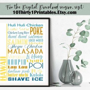 Hawaii Food Sign Poster, Traditional Hawaiian Dishes, Multiple Sizes ...