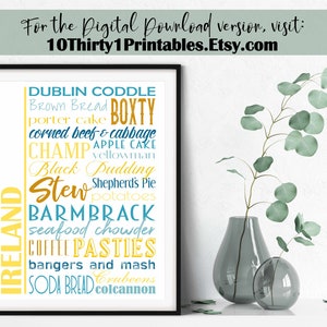 Ireland Food Sign Poster, Traditional Irish Dishes, Multiple Sizes and ...