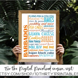Barbados Food Sign Poster, Traditional Bajan Dishes, Multiple Sizes and ...