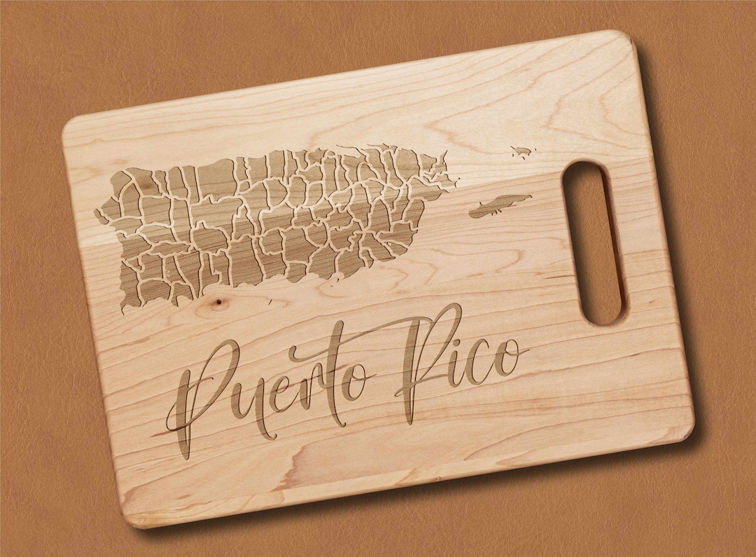 Puerto Rico Silhouette Laser Engraved Maple Cutting Board With Handle ...