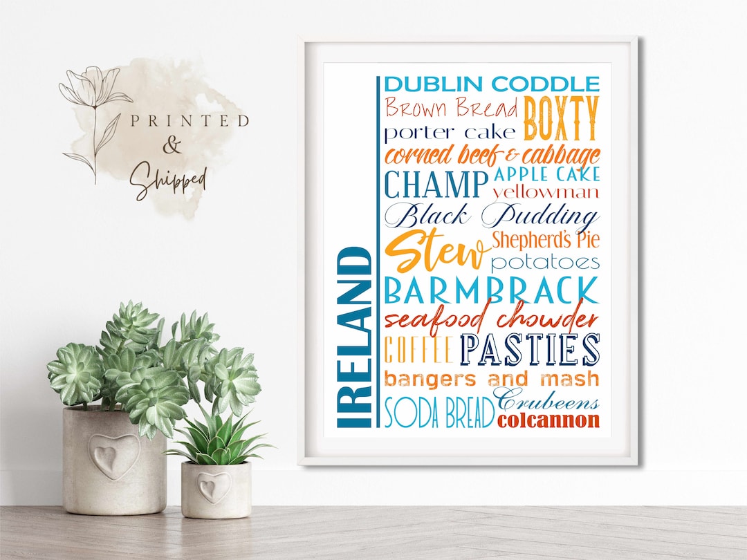 Ireland Food Sign Poster, Traditional Irish Dishes, Multiple Sizes and ...