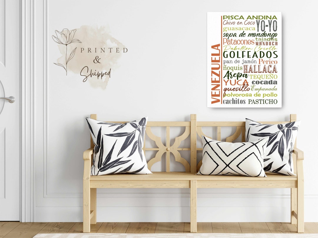 Venezuela Food Sign Canvas, Traditional Venezuelan Dishes, Food Art ...