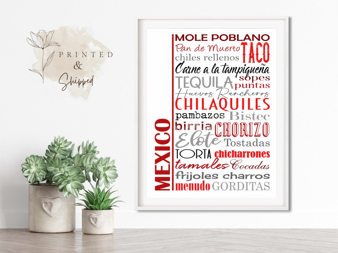 Mexico Food Sign Poster | Traditional Mexican Dishes | Multiple Sizes ...