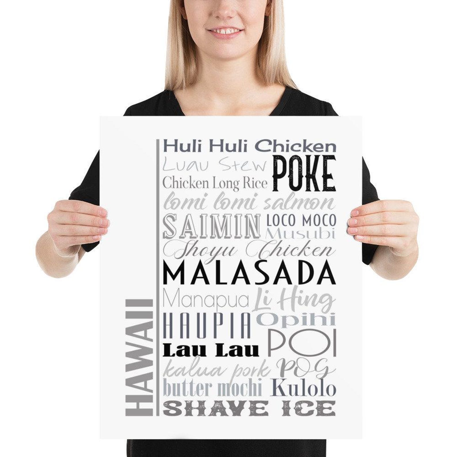 Hawaii Food Sign Poster, Traditional Hawaiian Dishes, Multiple Sizes ...