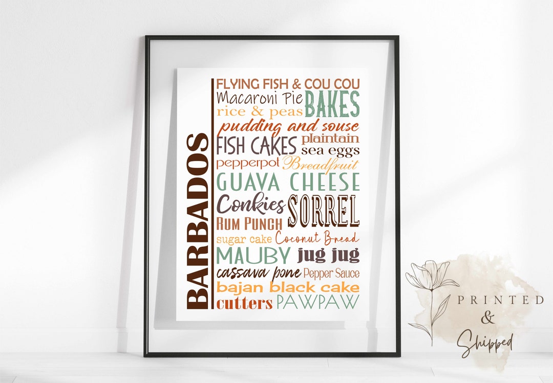 Barbados Food Sign Poster, Traditional Bajan Dishes, Multiple Sizes and ...