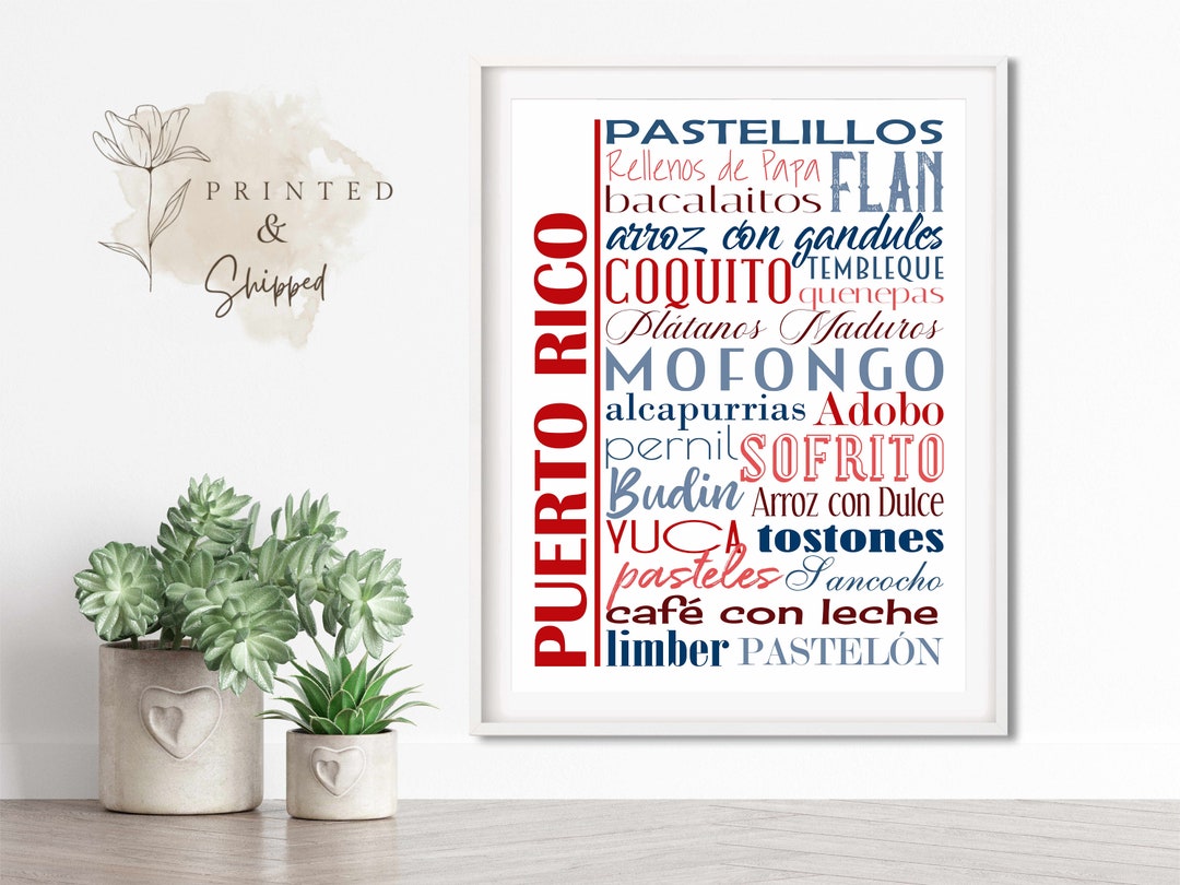 Puerto Rico Food Sign Poster, Traditional Puerto Rican Dishes, Multiple ...