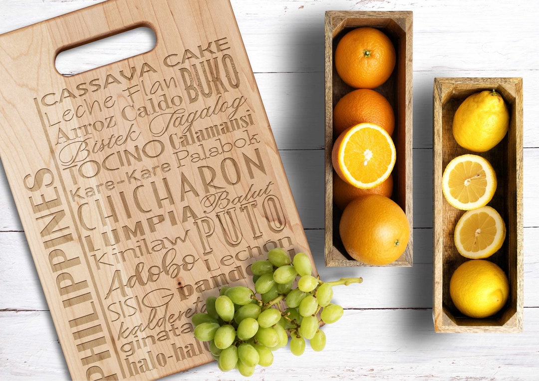 Filipino Food Laser Engraved Maple Cutting Board With Handle ...