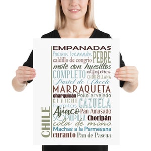 Chile Food Sign Poster, Traditional Chilean Dishes, Multiple Sizes and ...