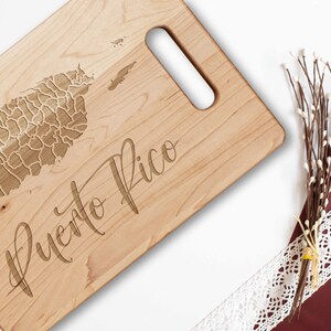 Puerto Rico Silhouette Laser Engraved Maple Cutting Board With Handle ...
