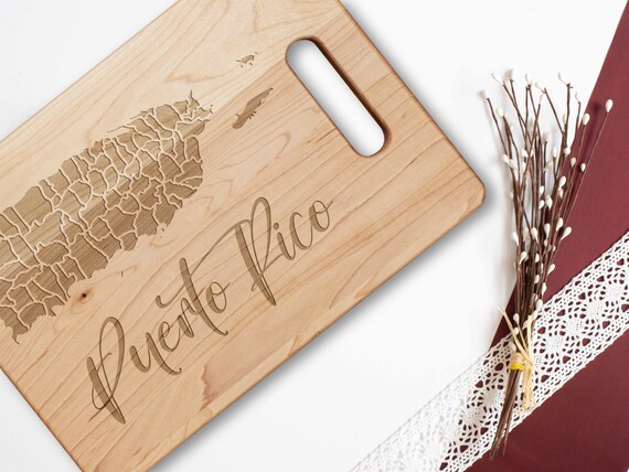 Puerto Rico Silhouette Laser Engraved Maple Cutting Board With - Etsy