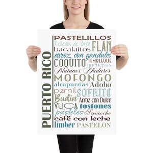 Puerto Rico Food Sign Poster, Traditional Puerto Rican Dishes, Multiple ...