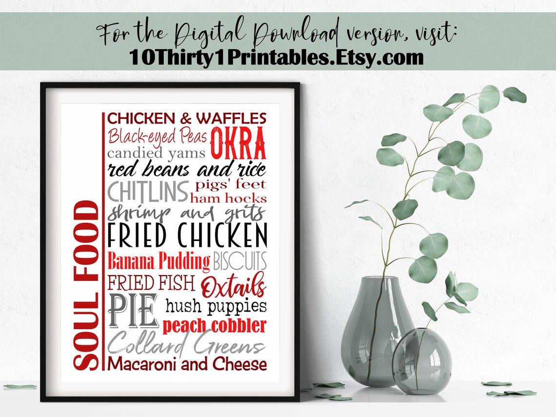 Soul Food Sign Poster, Traditional Southern Dishes, Multiple Sizes and ...