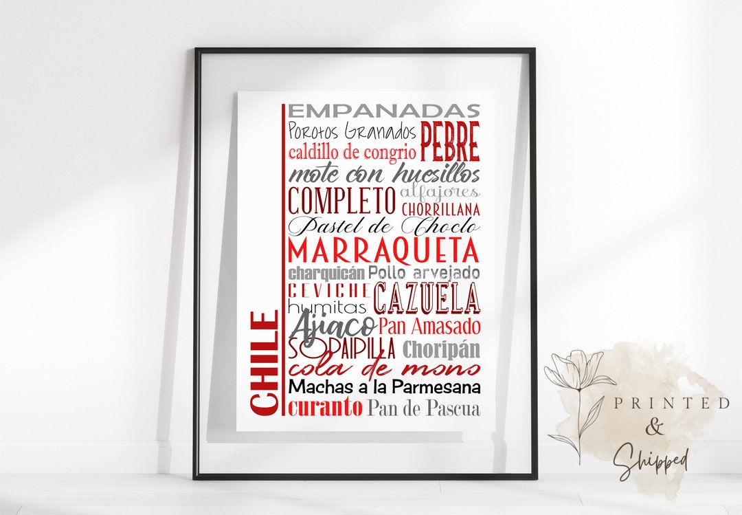 Chile Food Sign Poster, Traditional Chilean Dishes, Multiple Sizes and ...