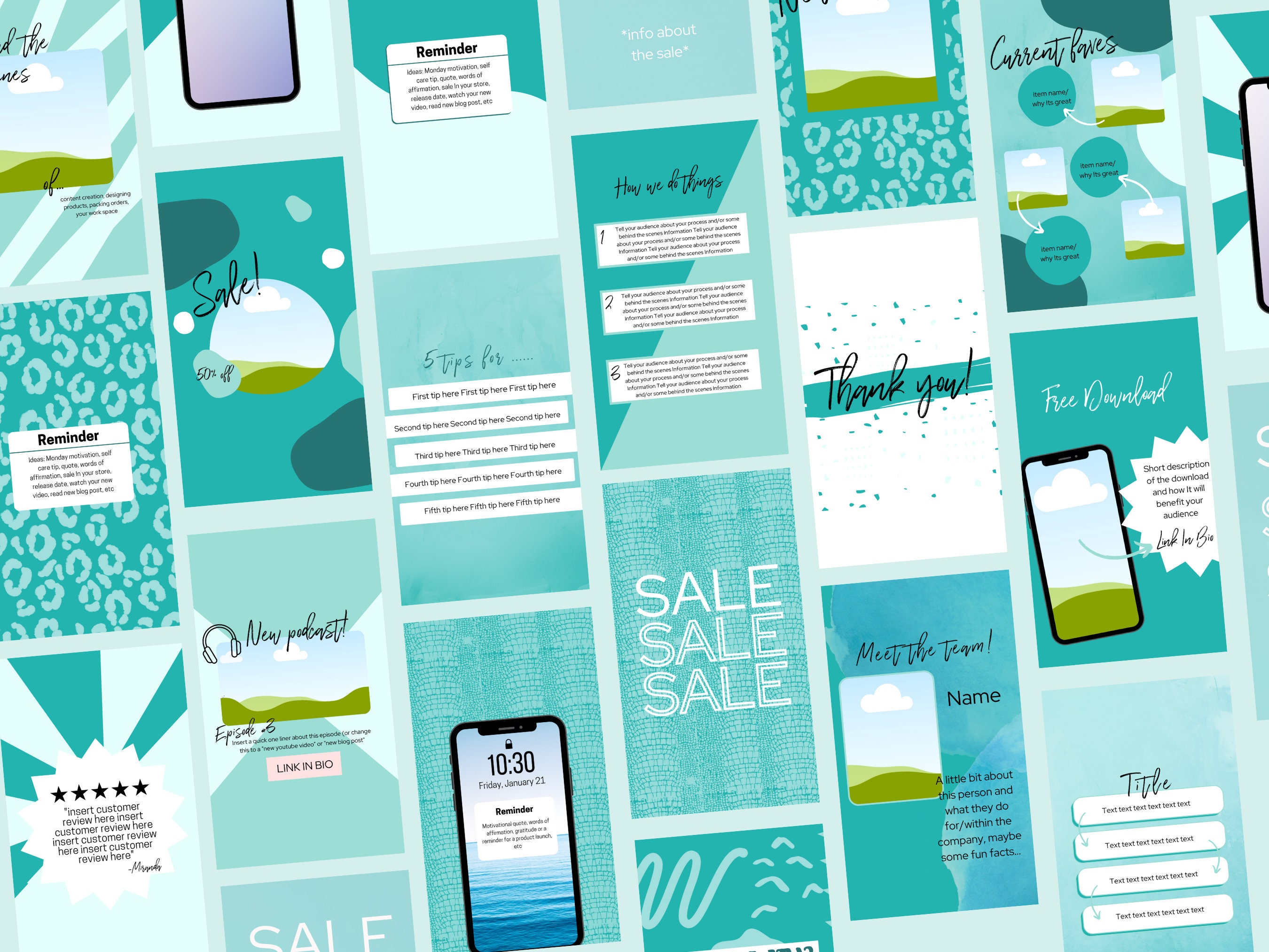 50 Teal Templates for Instagram, Small Business Social Media Templates ...