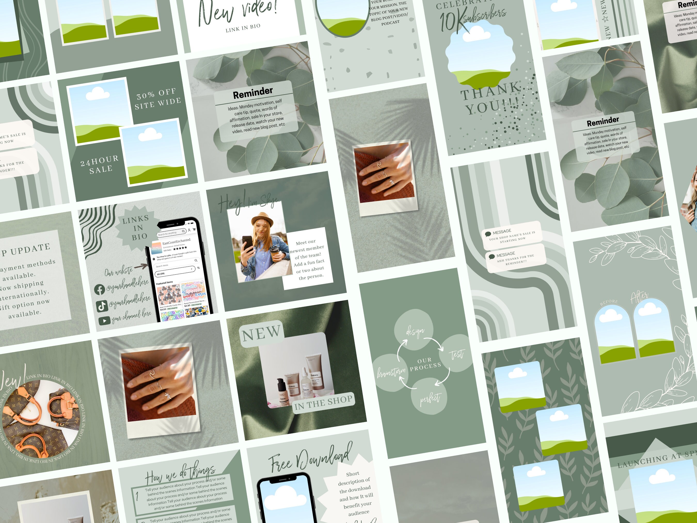 125 Instagram Templates Canva Social Media Branding Bundle - Etsy