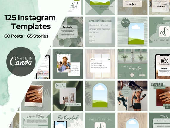 125 Instagram Templates Canva Social Media Branding Bundle | Etsy