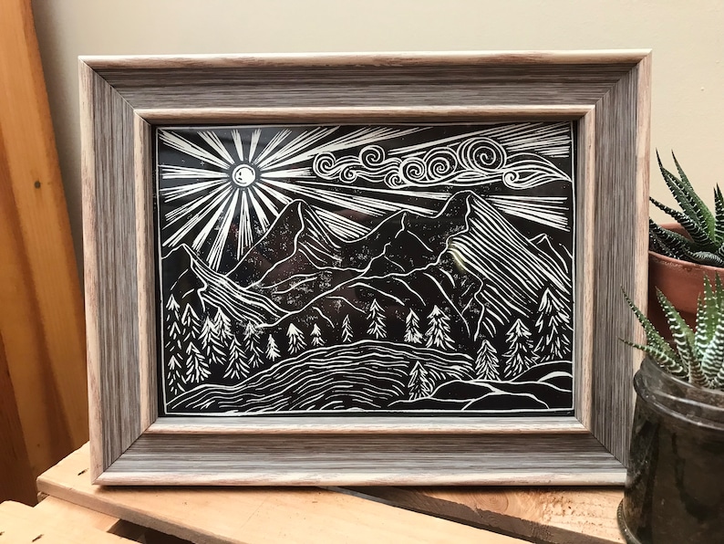 Mountains, Original Linocut Print, Lino Print - Etsy Canada