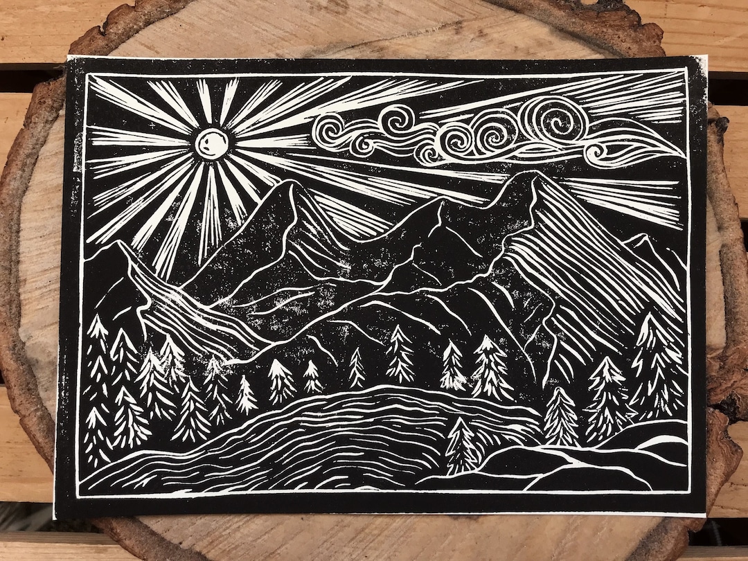 Mountains, Original Linocut Print, Lino Print - Etsy Canada