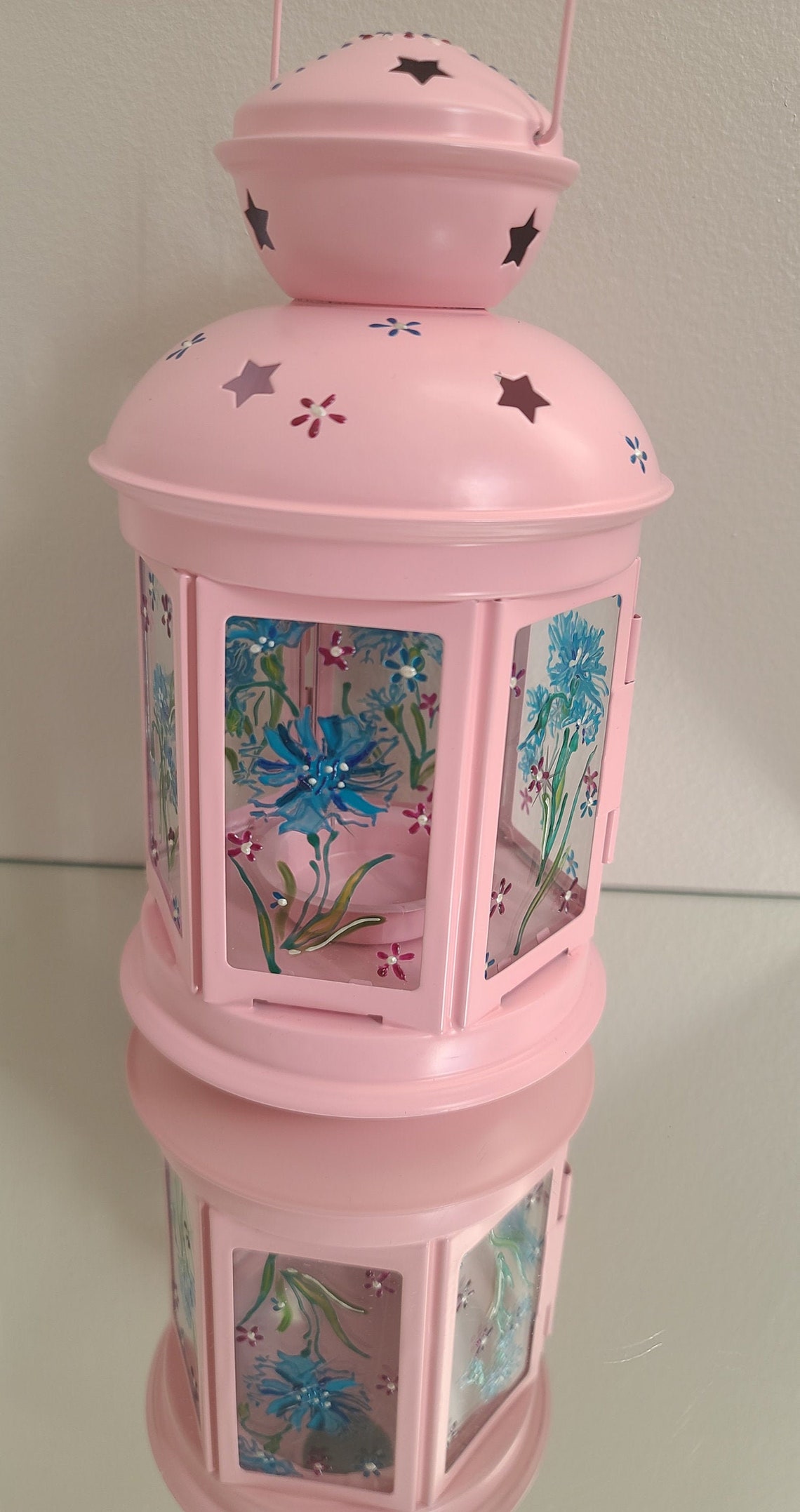 Cute Pink Lantern With Beautiful Flower Design Hand Painted - Etsy UK