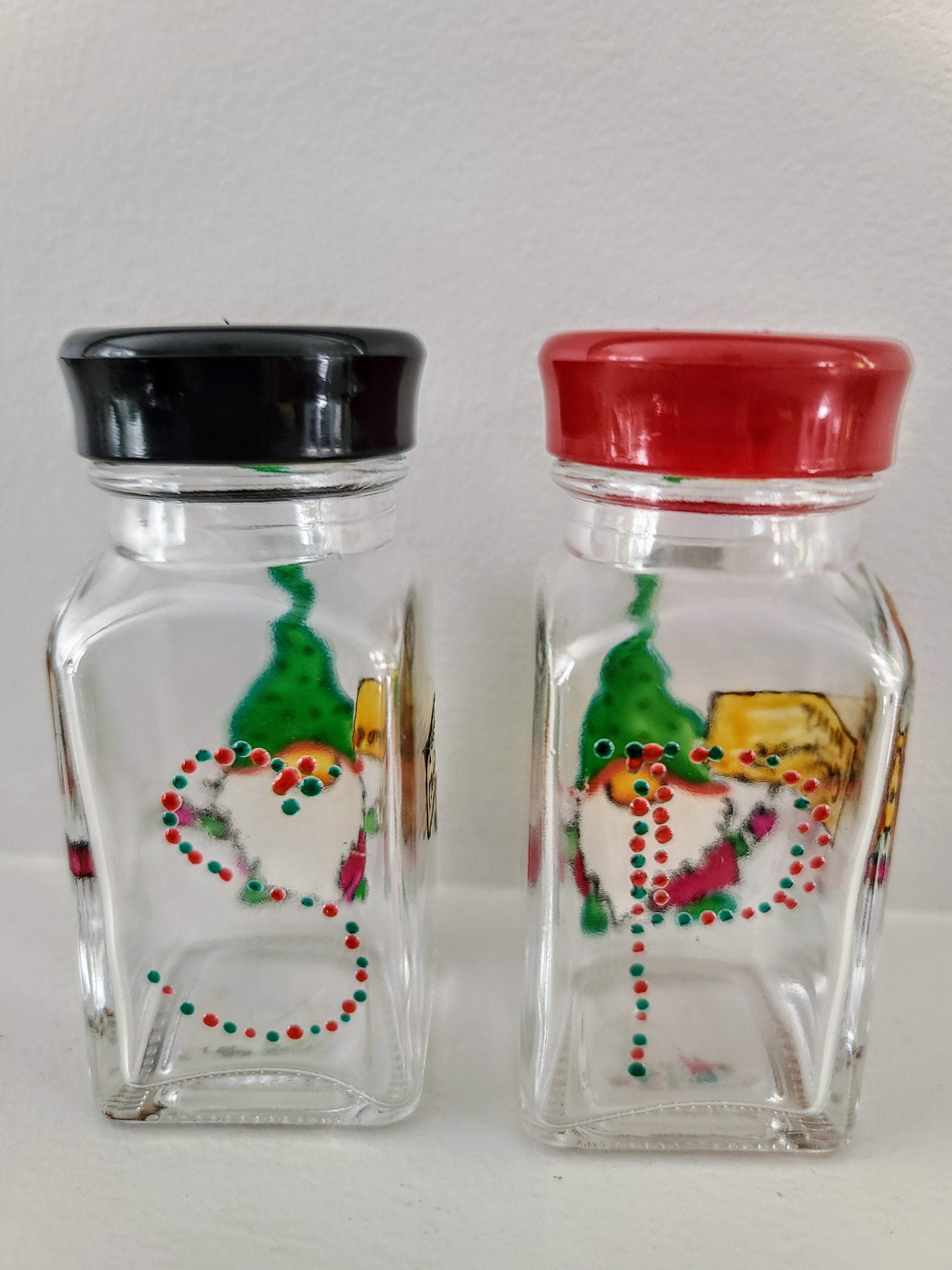 Christmas Gnome , Hand Painted Salt and Pepper Shakers , Cute Stocking ...