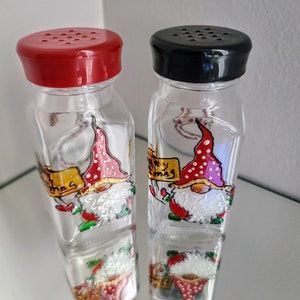Christmas Gnome , Hand Painted Salt and Pepper Shakers , Cute Stocking ...