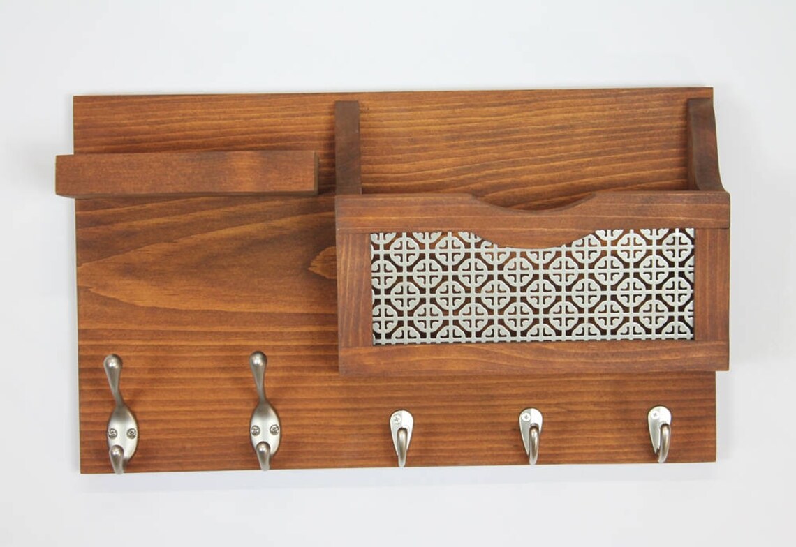 Entryway Organizer Mail Organizer Wood Shelf Key Holder - Etsy