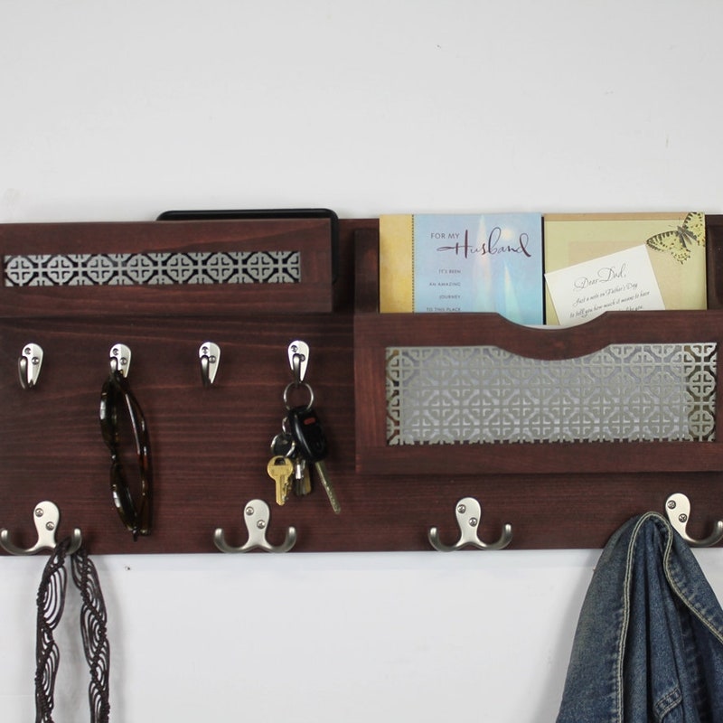 Wall Mail Pocket With Hooks - Etsy