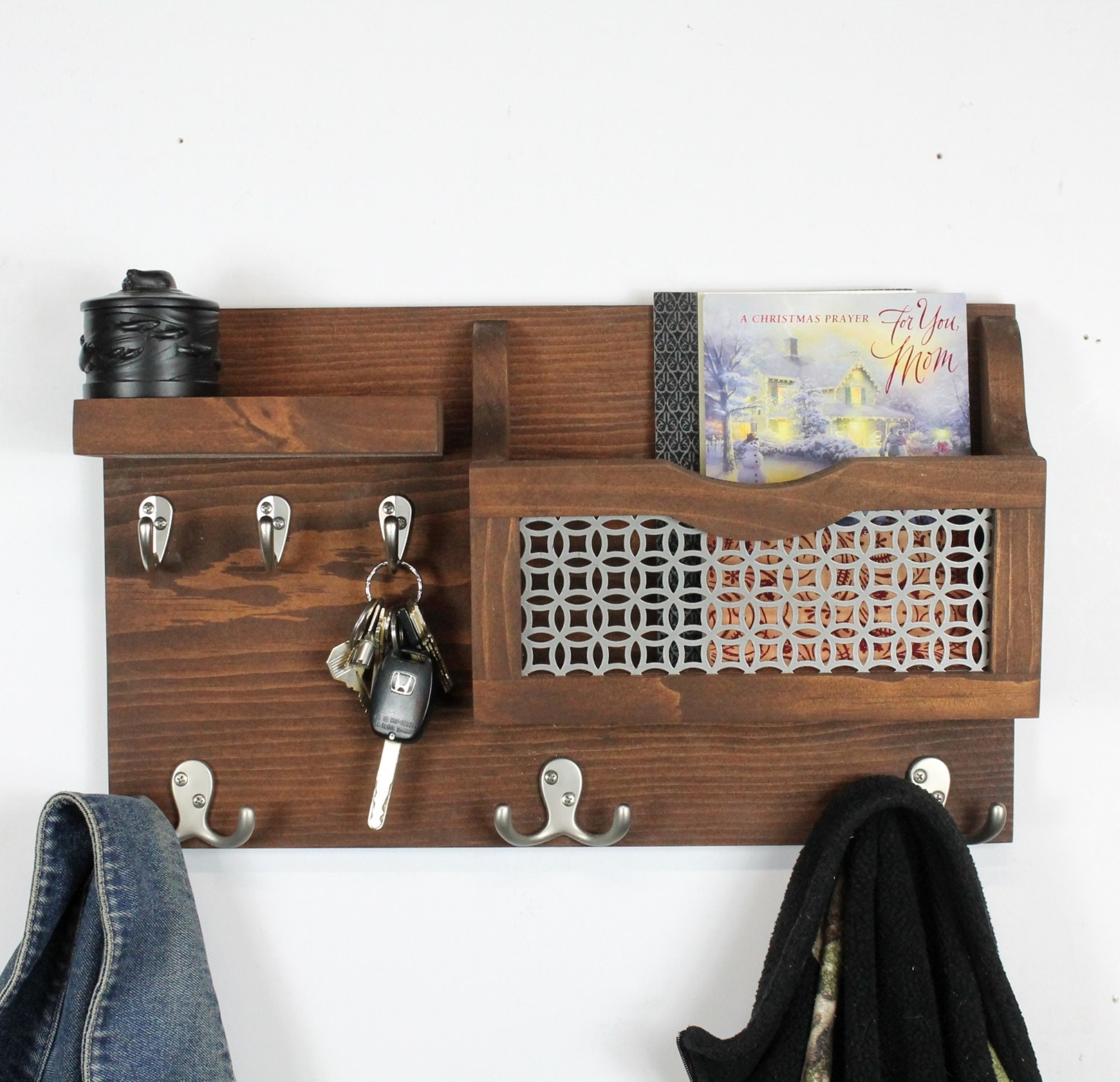 Entryway Organizer Mail Organizer Wood Shelf Key Holder | Etsy