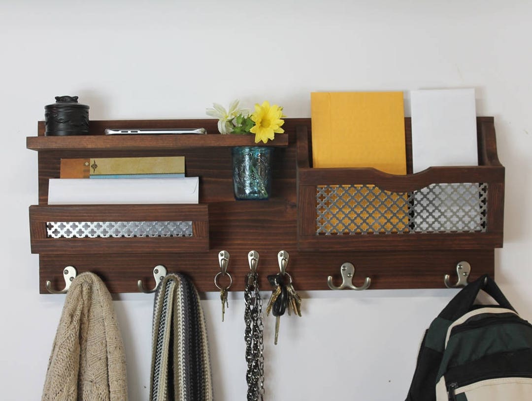 Entryway Organizer, Wood Shelf, Floral Vase, Mail Organizer, Coat Rack ...