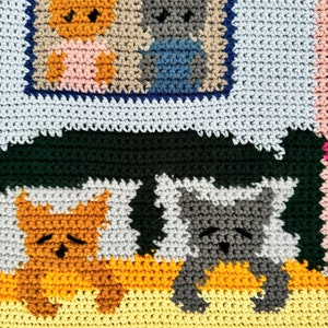 Goodnight Kitty Crochet Tapestry Pattern / Wall Hanging / Wall Art ...