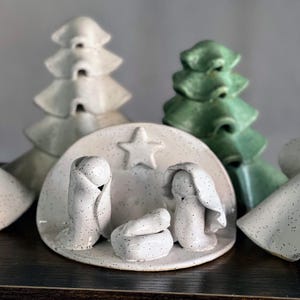 Handmade Clay Ceramic Nativity Scene/ White Nativity Scene - Etsy