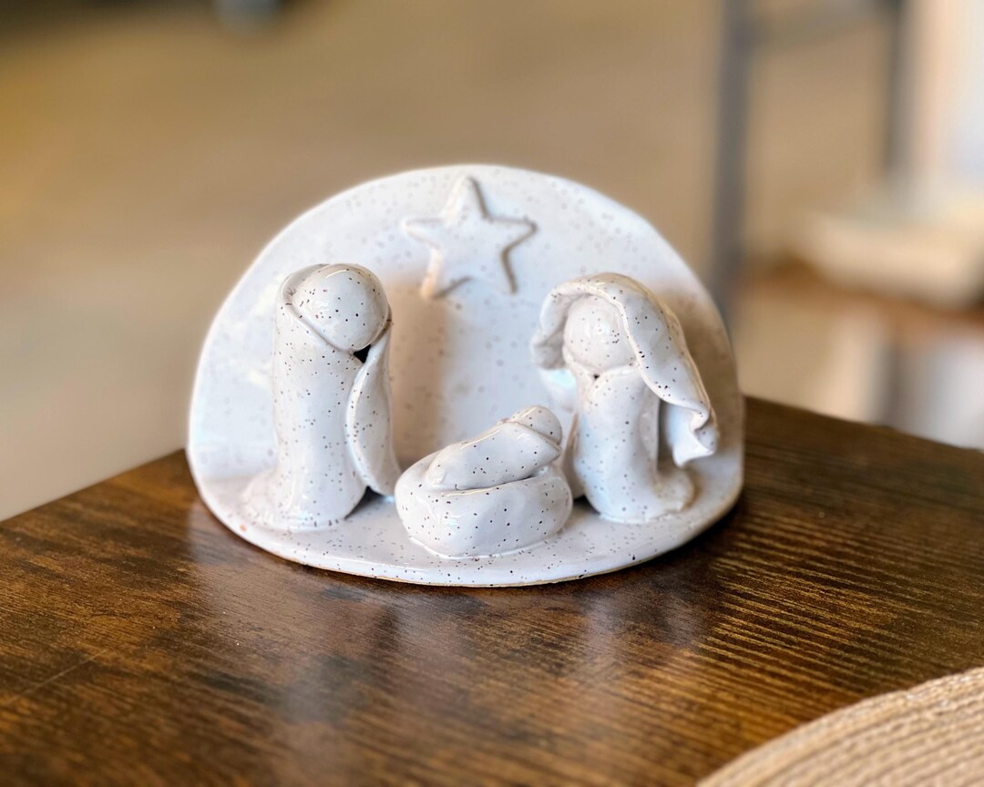 Handmade Clay Ceramic Nativity Scene/ White Nativity Scene - Etsy