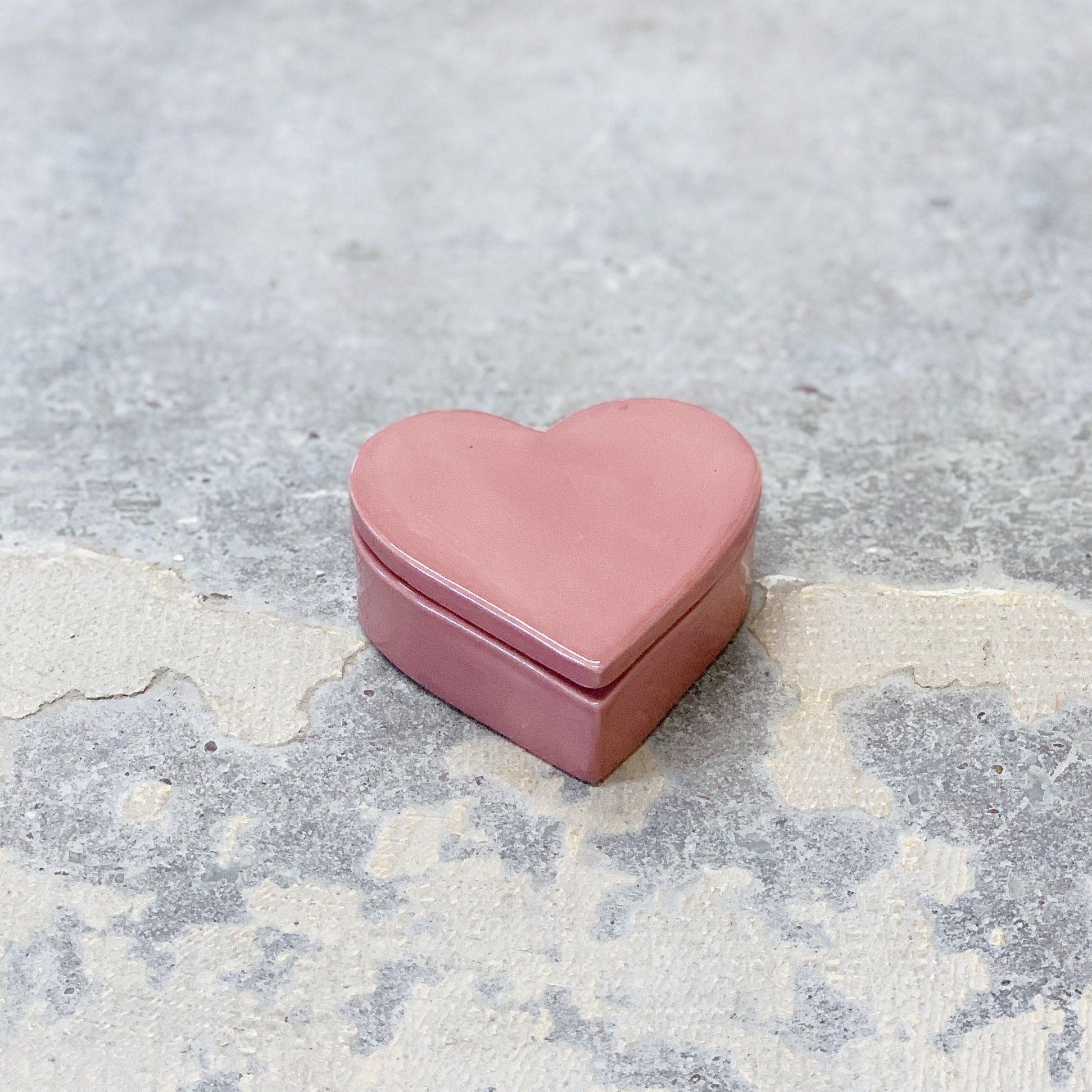 Handmade Clay Ceramic Pink Heart Box/jewelry Box - Etsy