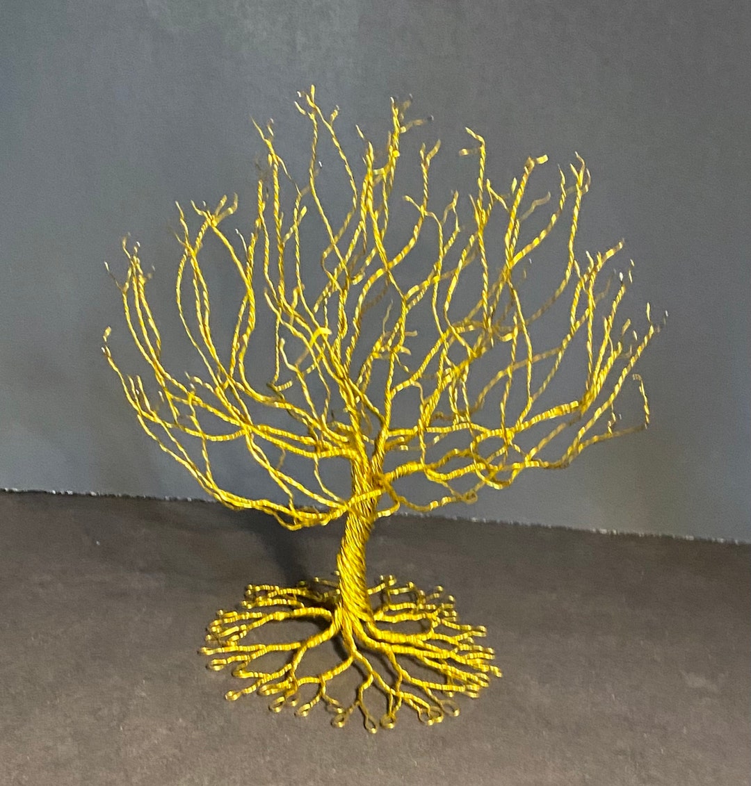 Beautiful Hand Twisted Golden Wire Tree Sculpture - Etsy