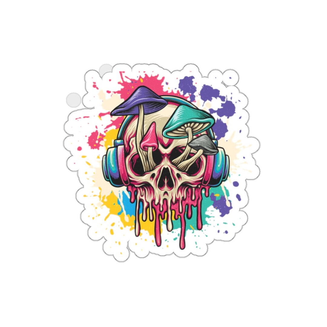 Skull Splatter Indoor Outdoor Laptop Water Bottle Car Die-cut Stickers ...