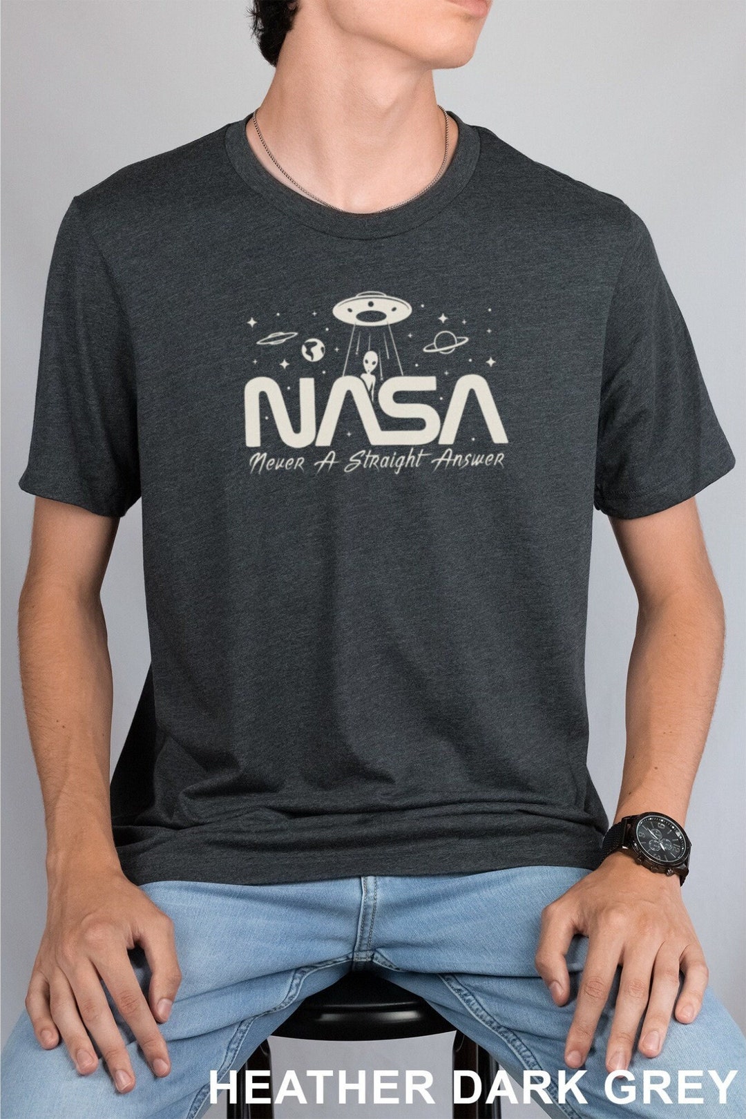 NASA UFO Alien Hunter Never a Straight Answer Funny Gift Shirt Unisex ...