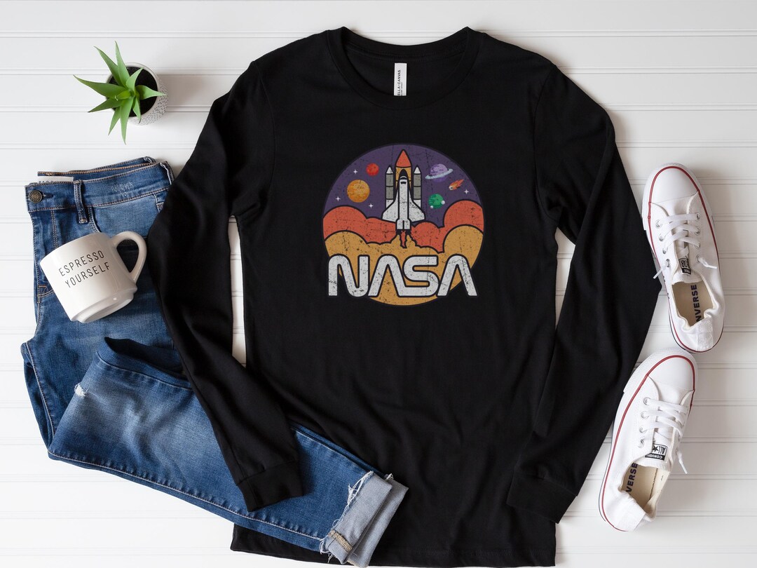 Retro Vintage Nasa Space Shuttle Launch Shirt Long Sleeve T-shirt - Etsy