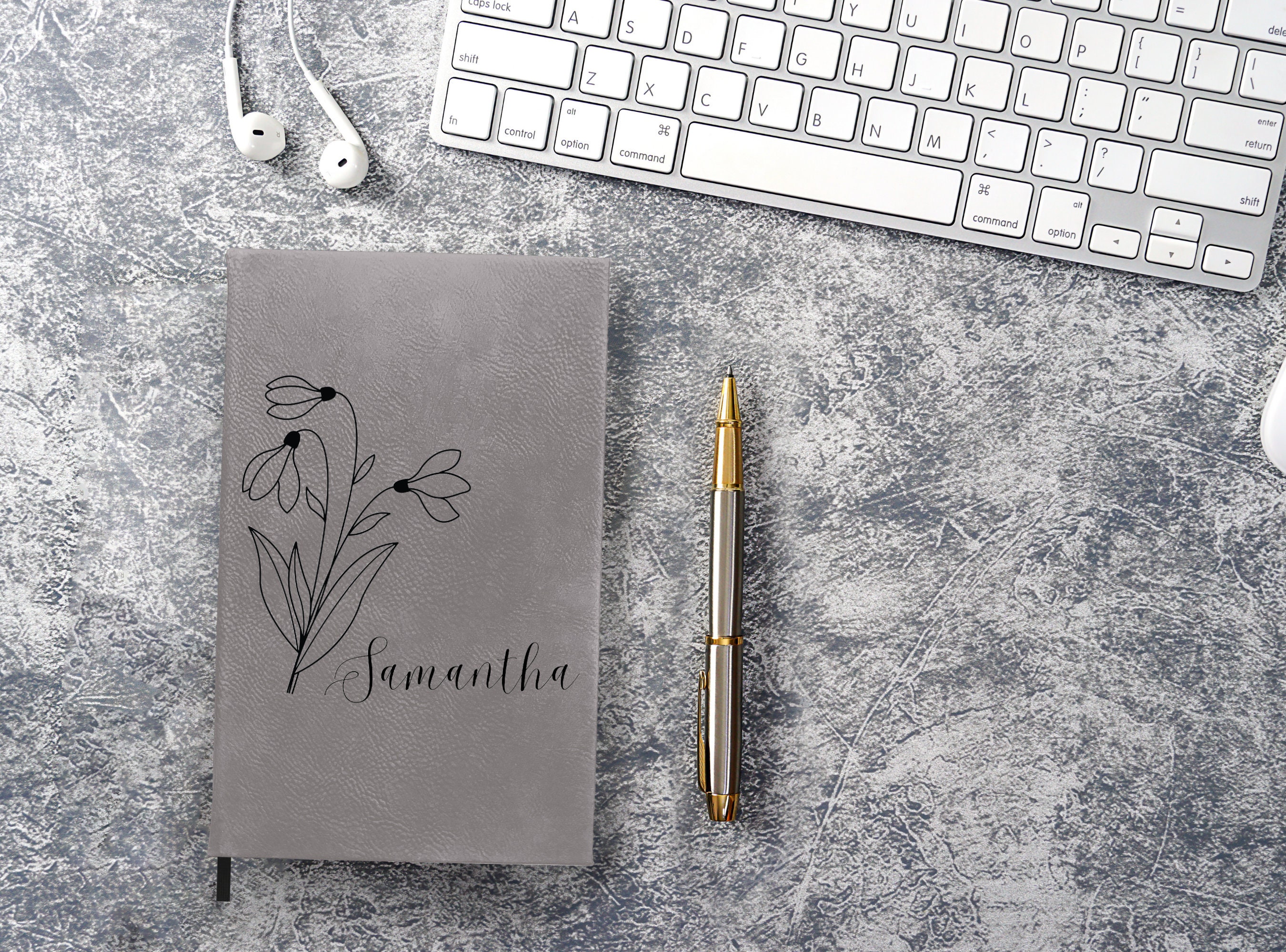 Birth Month Flowers Monogrammed Journal Personalized - Etsy