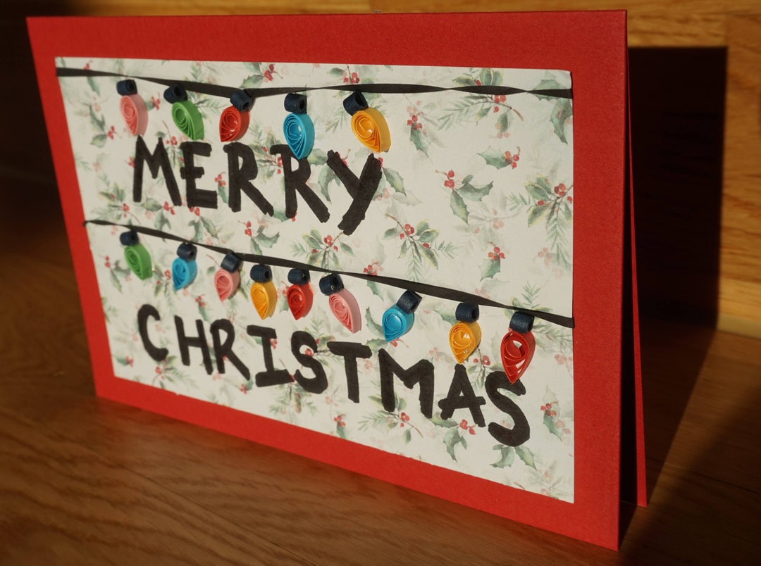 Stranger Things Inspired Hand Made Quilled 'merry Christmas' Card - Etsy