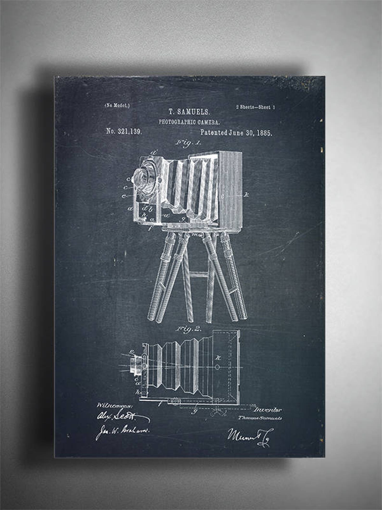 Vintage Camera Patent Art Print - Chalkboard Background- Set of 4 ...