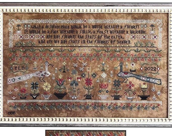 WITH THY NEEDLE & Thread brick House Sampler Counted Cross Stitch ...