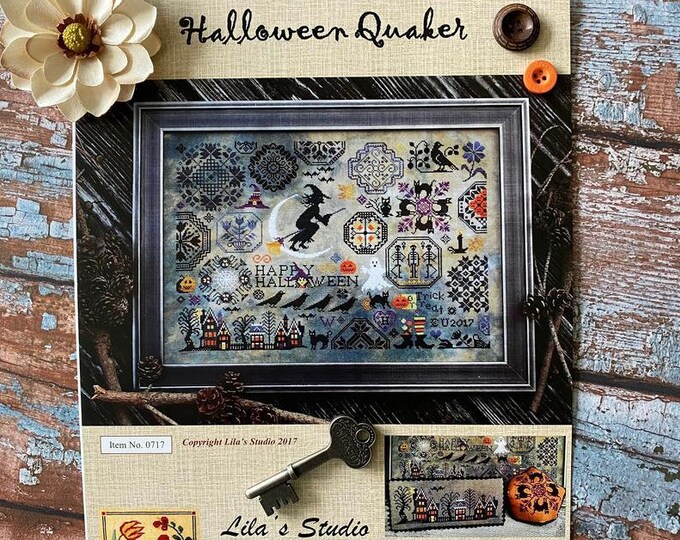 HALLOWEEN QUAKER • by Lila's Studio • Counted Cross Stitch Chart • Pattern, Ghosts, Witch ...
