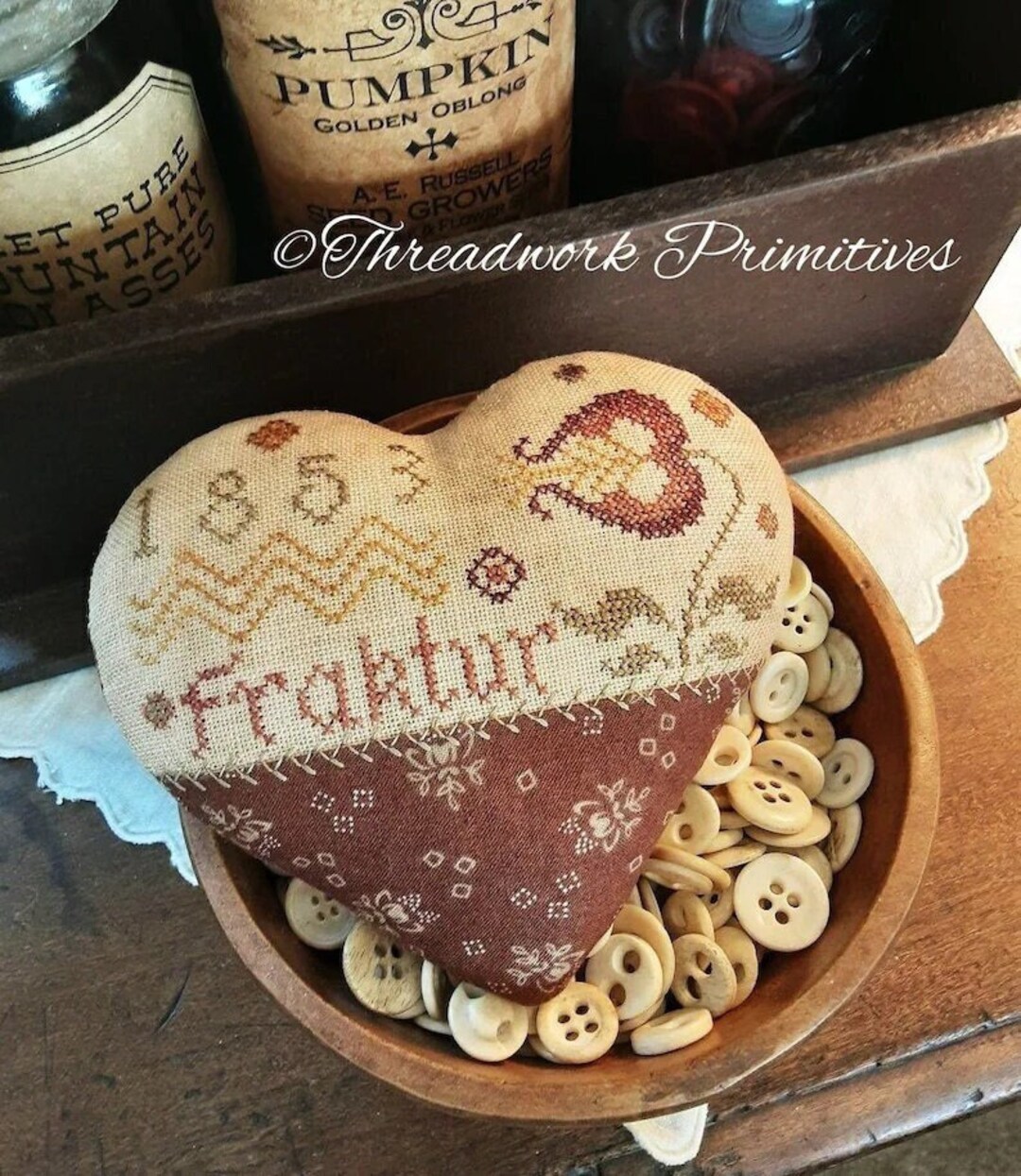 THREADWORK PRIMITIVES pennsylvania Fraktur Counted Cross Stitch Pattern ...